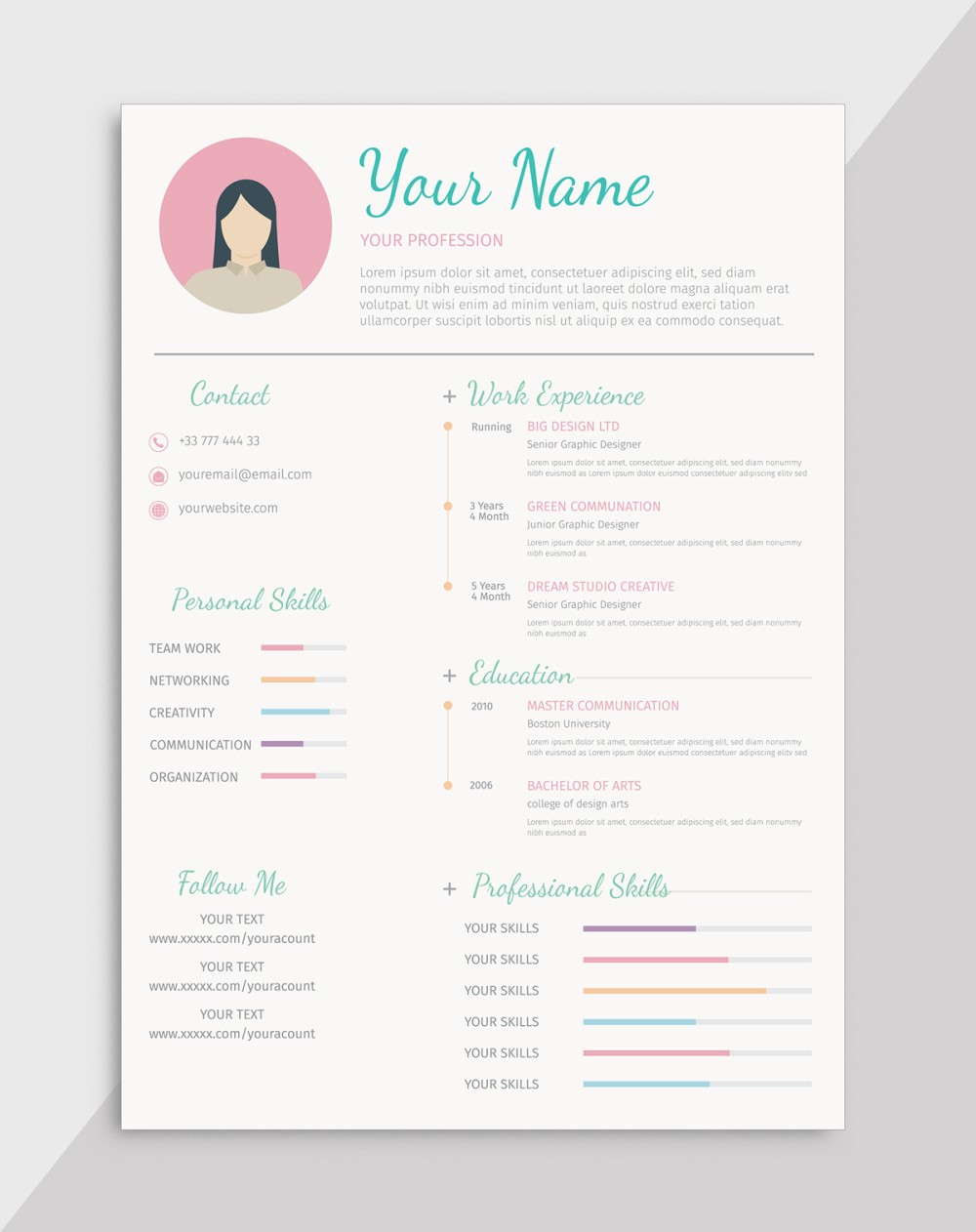 نموذج سيرة ذاتية جاهزة - InfoGraphic CV